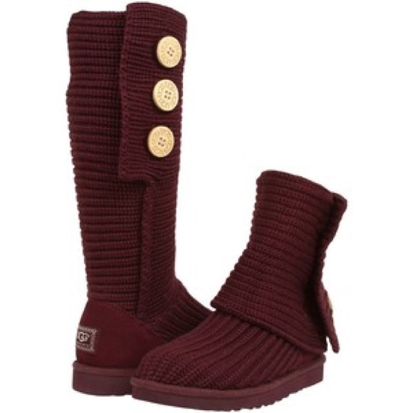 UGG | Shoes | Rare Burgundy Knit Uggs | Poshmark
